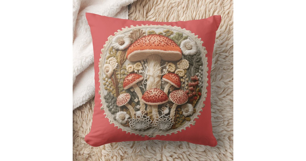 Mushroom Cottagecore Throw Pillow | Zazzle