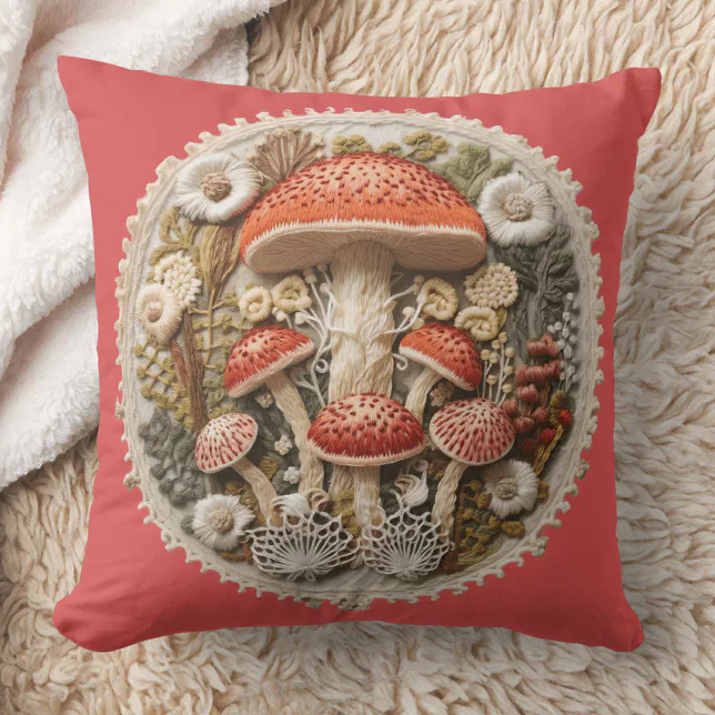Mushroom Cottagecore Throw Pillow | Zazzle