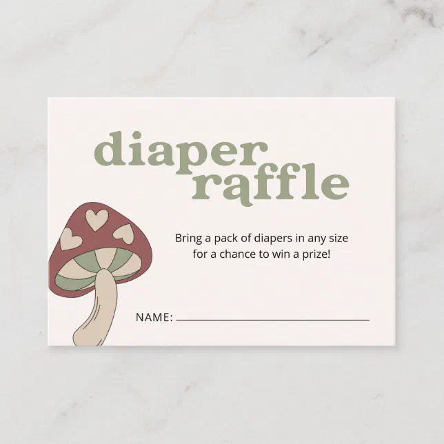 Mushroom Diaper Raffle Baby Shower | Sage Green Enclosure Card | Zazzle
