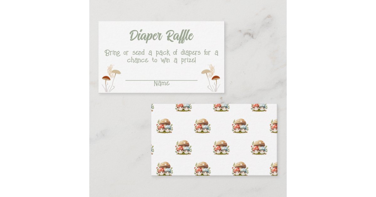 Mushroom DIAPER RAFFLE GAME Place Card | Zazzle