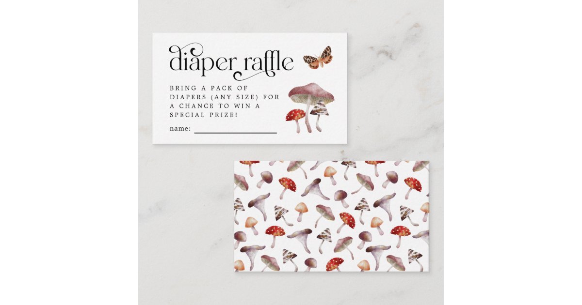 Mushroom Diaper Raffle Ticket Enclosure Card | Zazzle