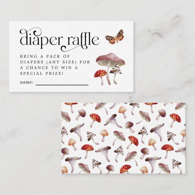 Mushroom Diaper Raffle Ticket Enclosure Card | Zazzle