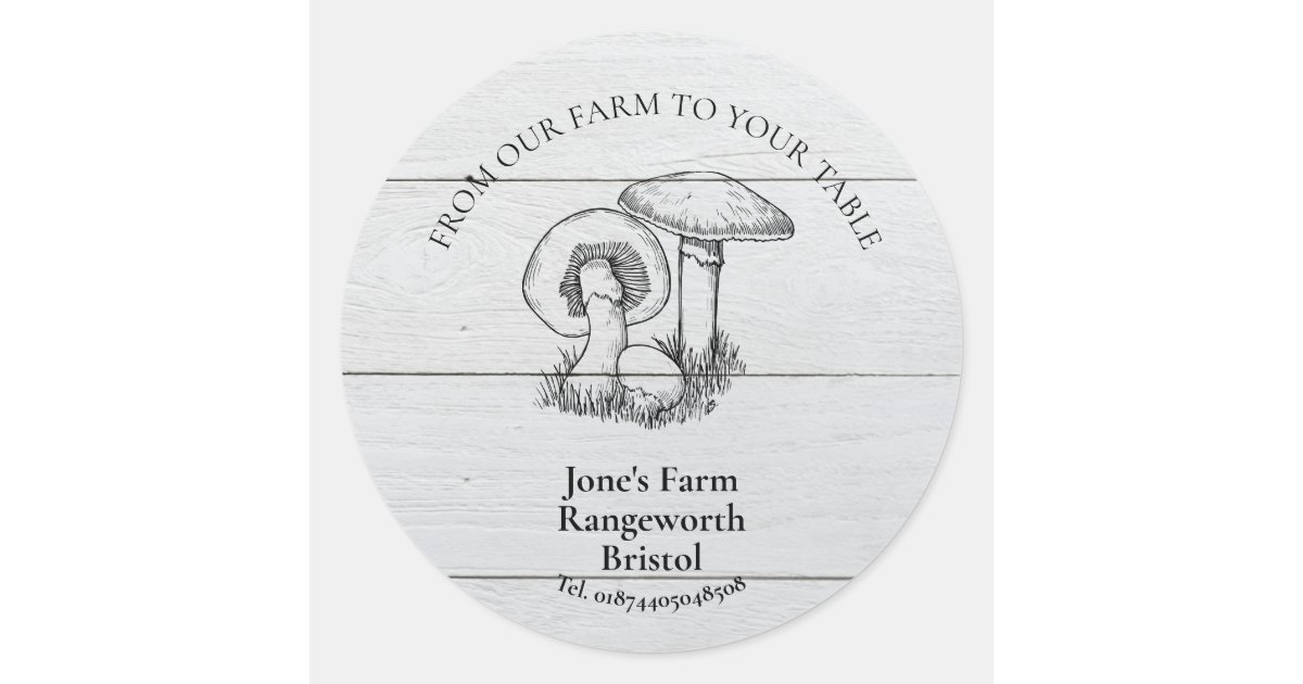 mushroom farm marketing produce mushroom classic round sticker | Zazzle