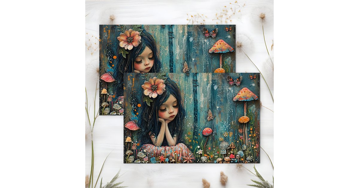 MUSHROOM FOREST FAIRY DECOUPAGE TISSUE PAPER | Zazzle