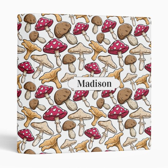 Mushroom Pattern custom name binders | Zazzle.com