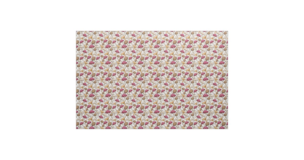 Mushroom Pattern fabric | Zazzle