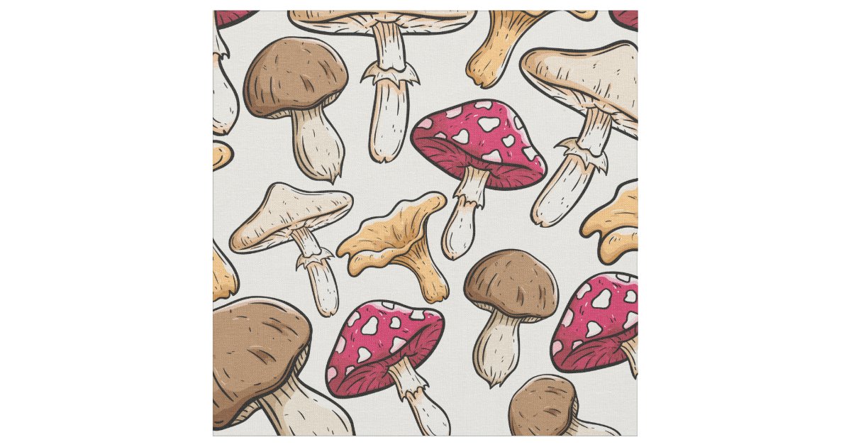 Mushroom Pattern fabric | Zazzle