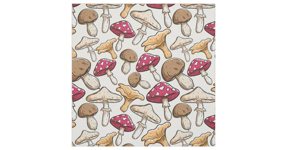 Mushroom Pattern fabric | Zazzle