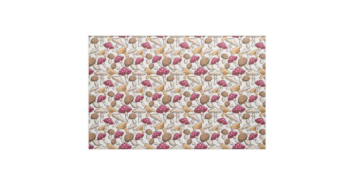 Mushroom Pattern fabric | Zazzle
