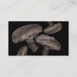Mushroom Screen-Print Illustration Tan/Black Business Card | Zazzle