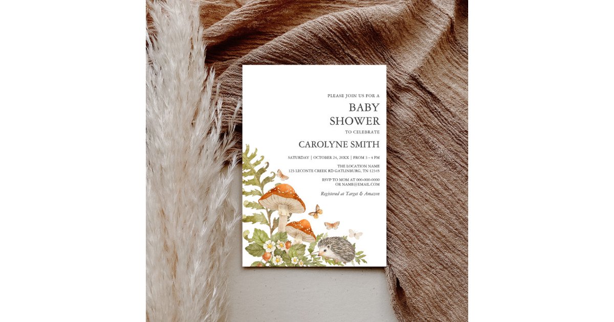 Mushroom Woodland Nature Baby Shower Invitation | Zazzle