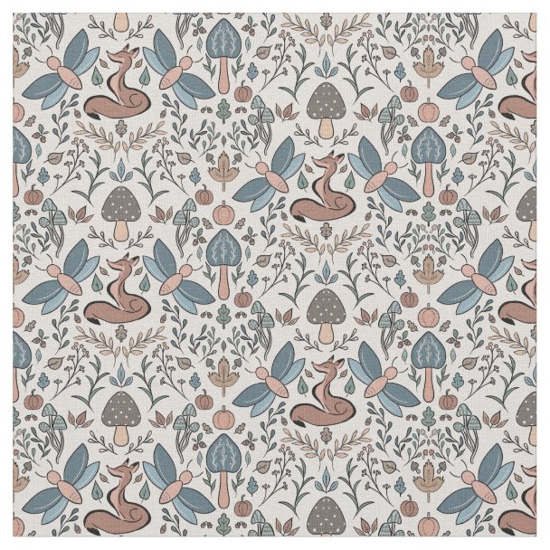 Fox Pattern Fabric | Zazzle