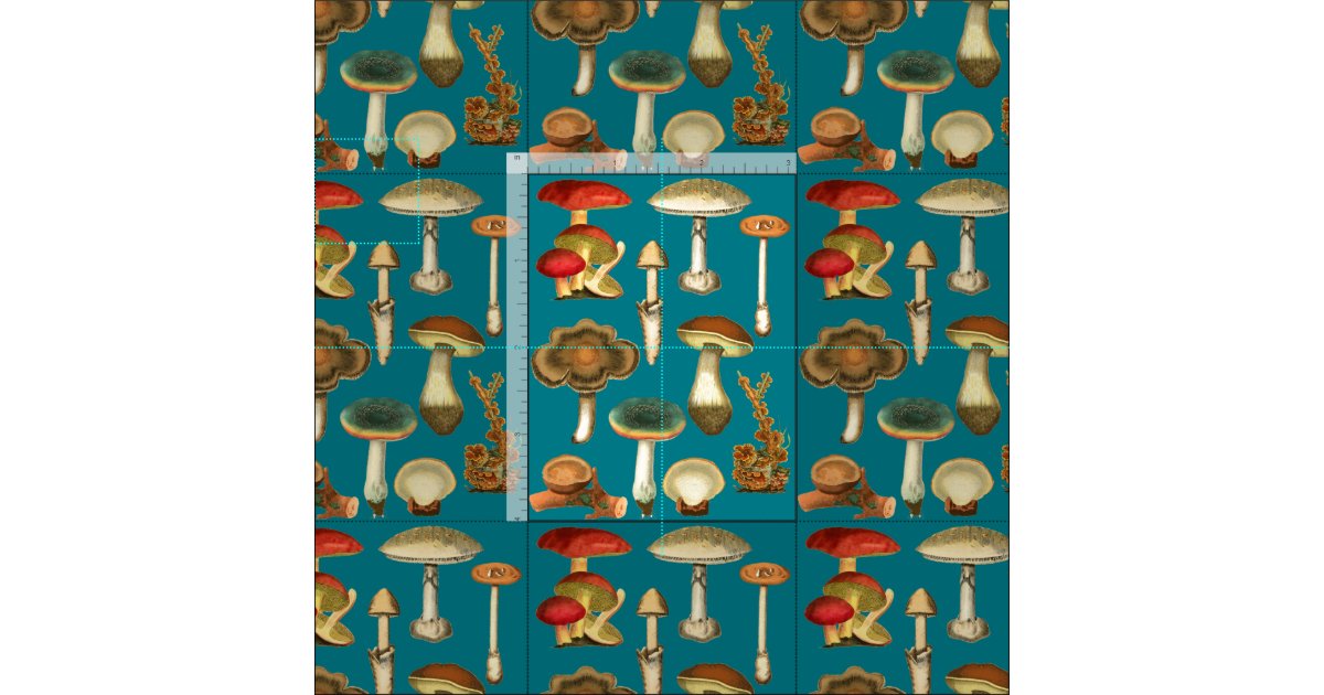 Mushrooms Fungi Plant Botanical Garden collage art Fabric | Zazzle