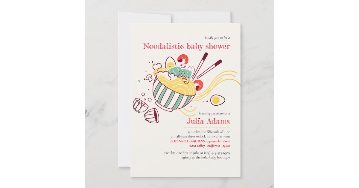 Mushrooms Italian Noodles Eggs Baby Shower Invitation | Zazzle