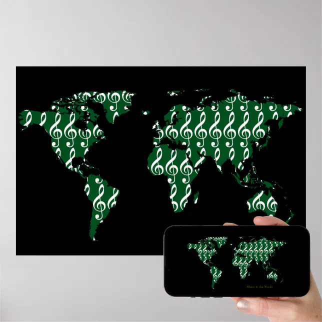 music around the world, map poster | Zazzle