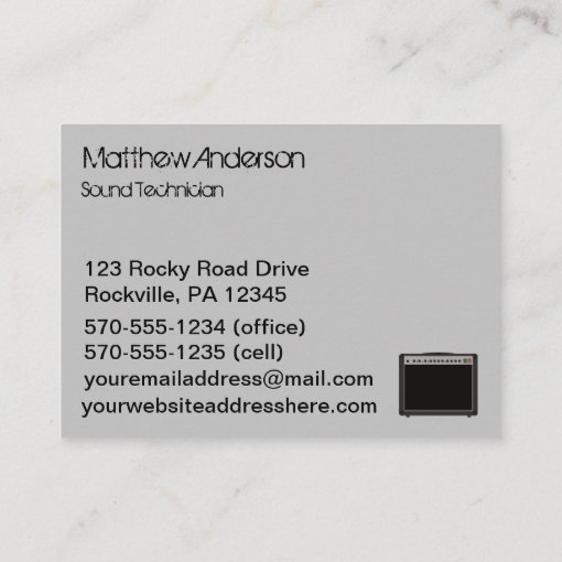 Music Audio Sound Technician Amplifier Custom Business Card | Zazzle