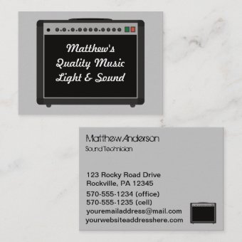 Music Audio Sound Technician Amplifier Custom Business Card | Zazzle