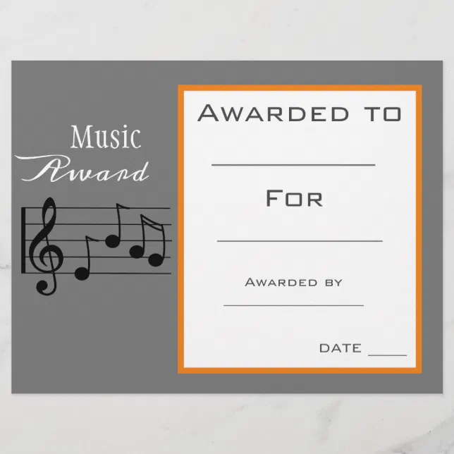 Music award certificate music teacher | Zazzle
