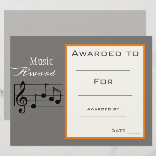 Music award certificate music teacher | Zazzle