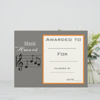 Music award certificate music teacher | Zazzle