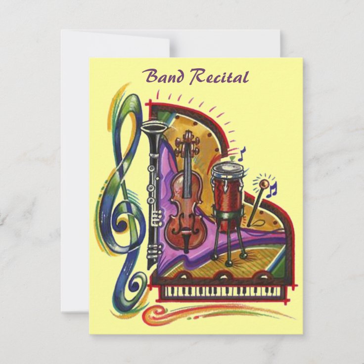 Music Band Instruments Recital Or Party INVITATION | Zazzle