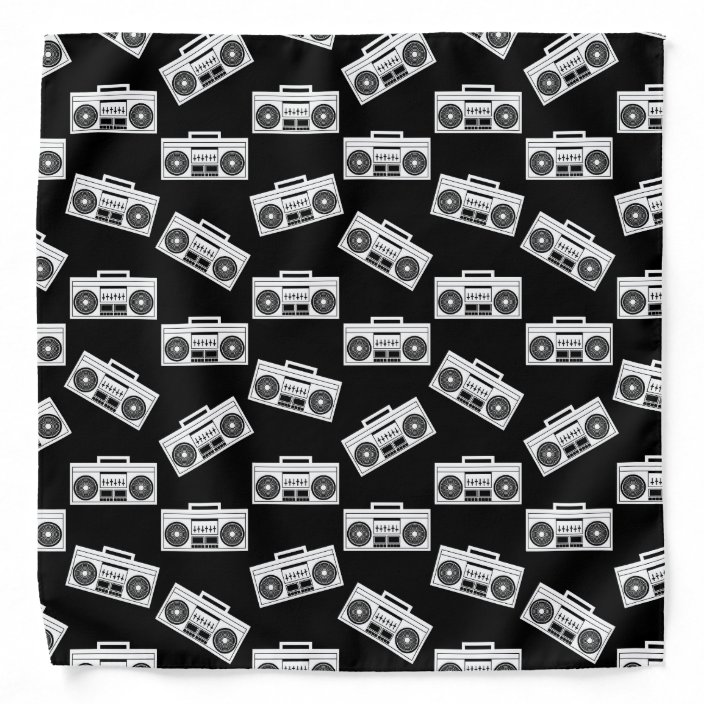 Music Boombox Print Art Pattern Boomboxes Black Bandana | Zazzle.com