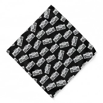 Music Boombox Print Art Pattern Boomboxes Black Bandana | Zazzle