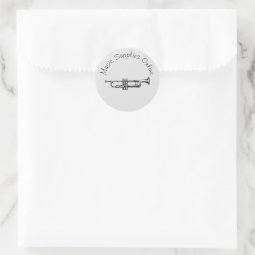 Music brass design Gift business branding Classic Round Sticker | Zazzle