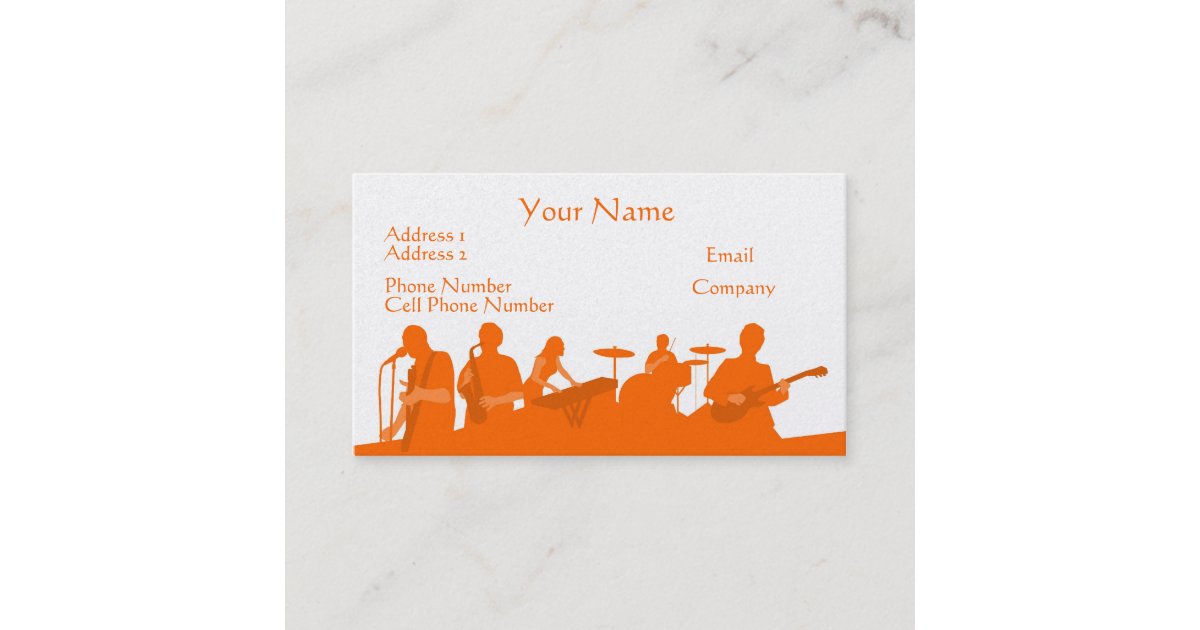 Music Business Card - Orange Rock Band | Zazzle.com