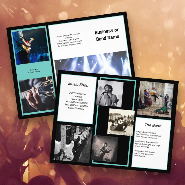 Music Business Trifold Photo Collage Flyer | Zazzle