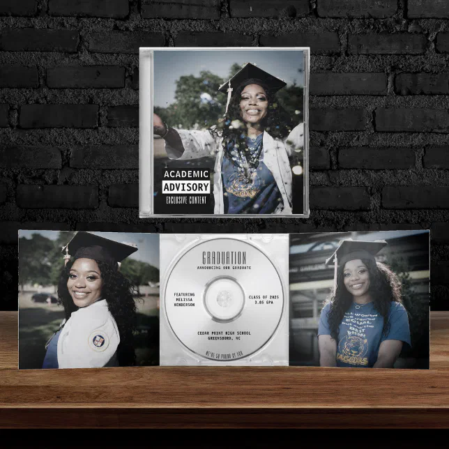 Music CD Album Cover Booklet Graduation Tri-Fold Announcement | Zazzle