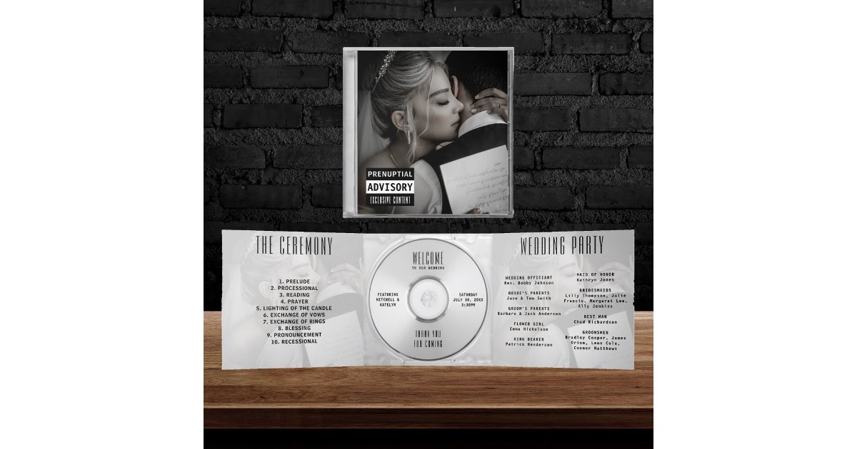 Music CD Album Cover Booklet Wedding Program | Zazzle