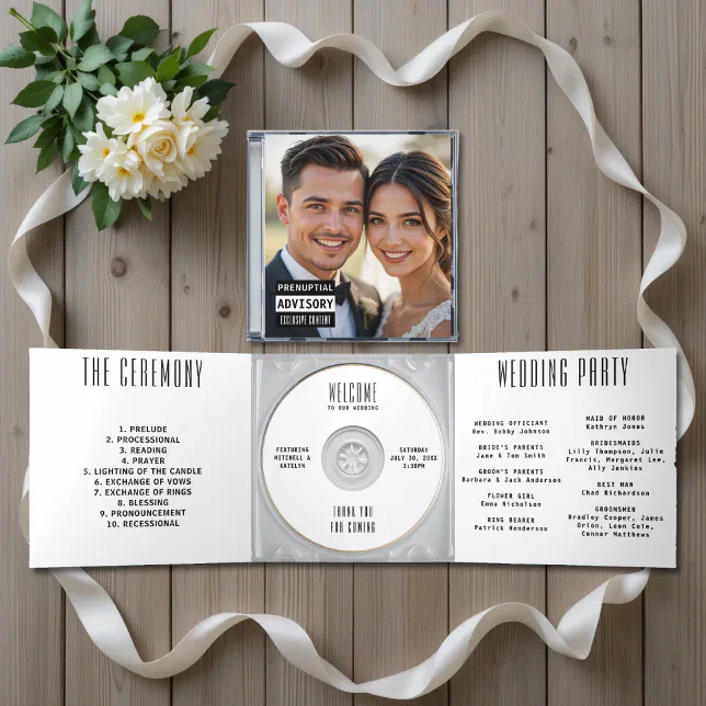 Music CD Album Cover Booklet White Wedding Program | Zazzle
