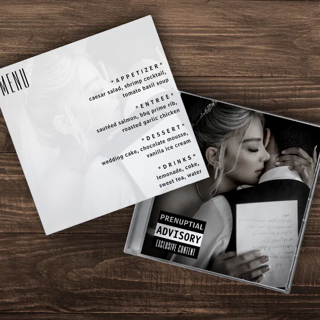 Music CD Case Album Cover Wedding Menu | Zazzle