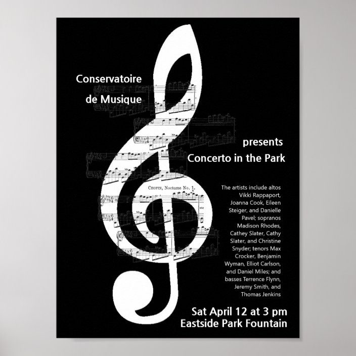 Music Choir Concert Treble Clef Promotional Poster | Zazzle.com