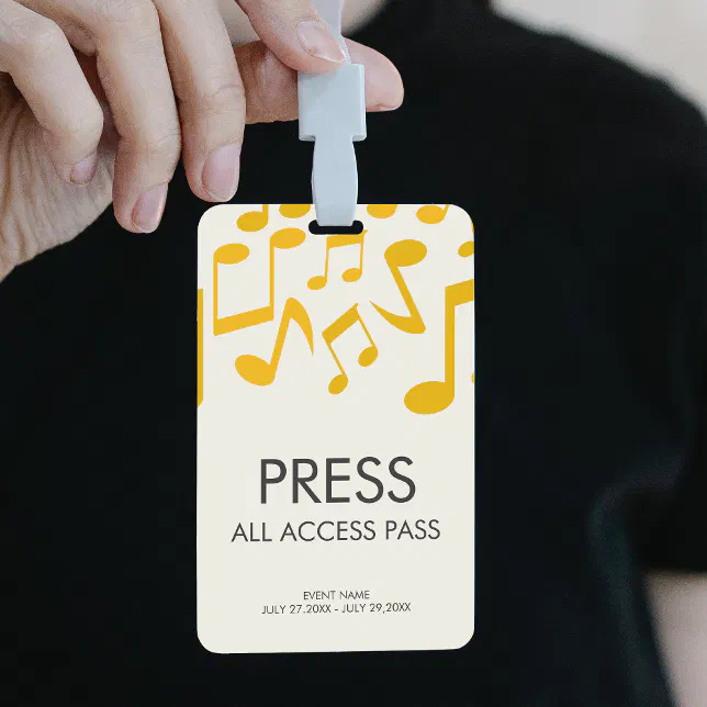Music Concert Festival All Access Press Pass Badge | Zazzle