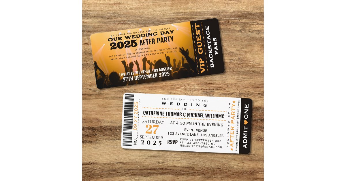 Music Concert VIP Ticket And RSVP Wedding Invitation | Zazzle