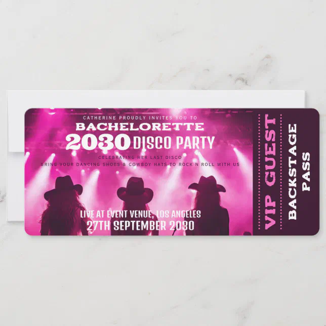 Music Concert VIP Ticket Bachelorette Party Invitation | Zazzle