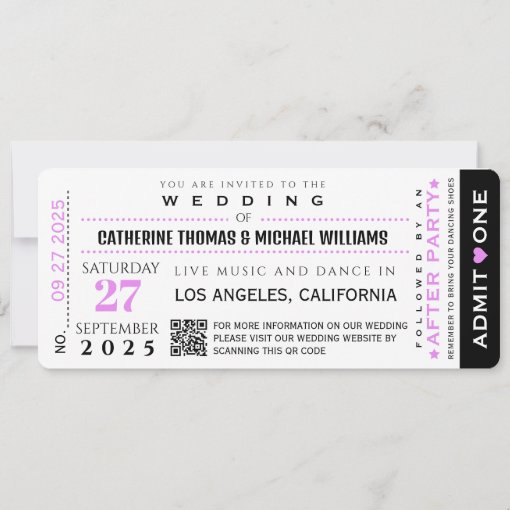 Music Concert VIP Ticket with QR Code Save The Date | Zazzle