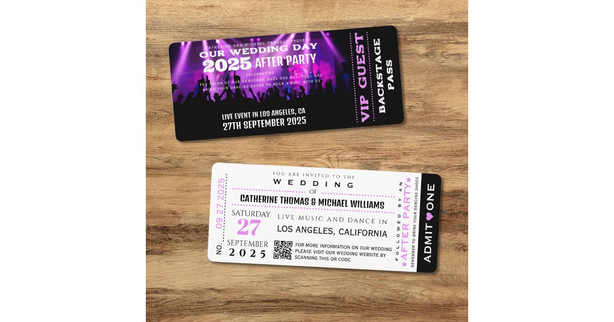 Music Concert VIP Ticket with QR Code Save The Date | Zazzle