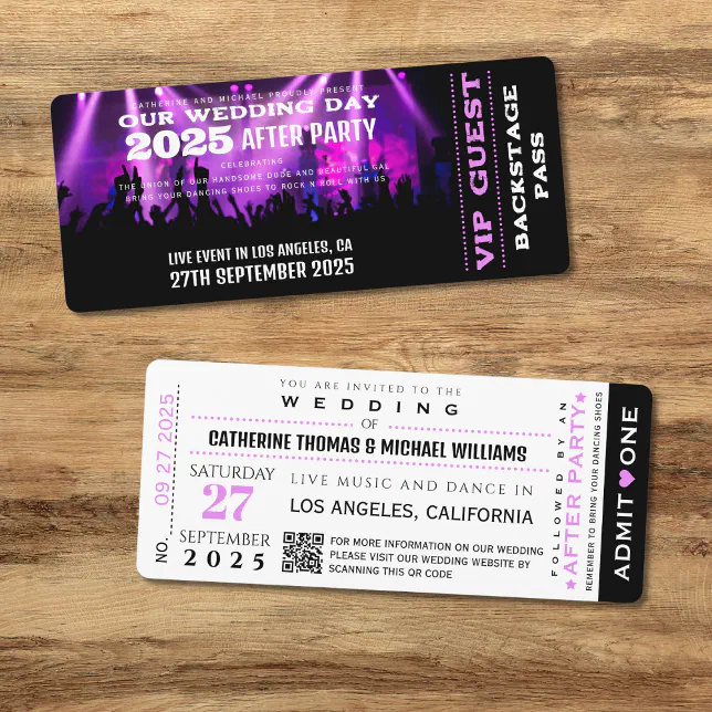 Music Concert VIP Ticket with QR Code Save The Date | Zazzle