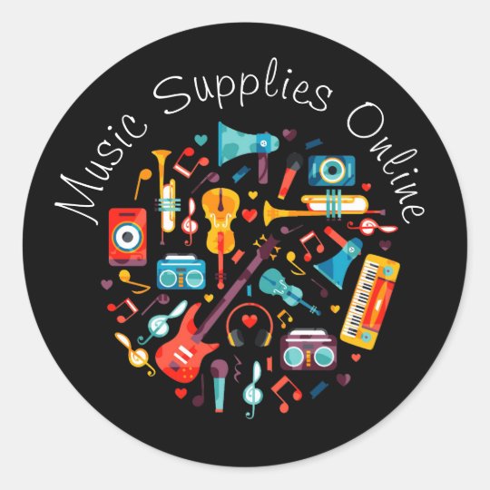 Music design Gift business branding Classic Round Sticker | Zazzle.com