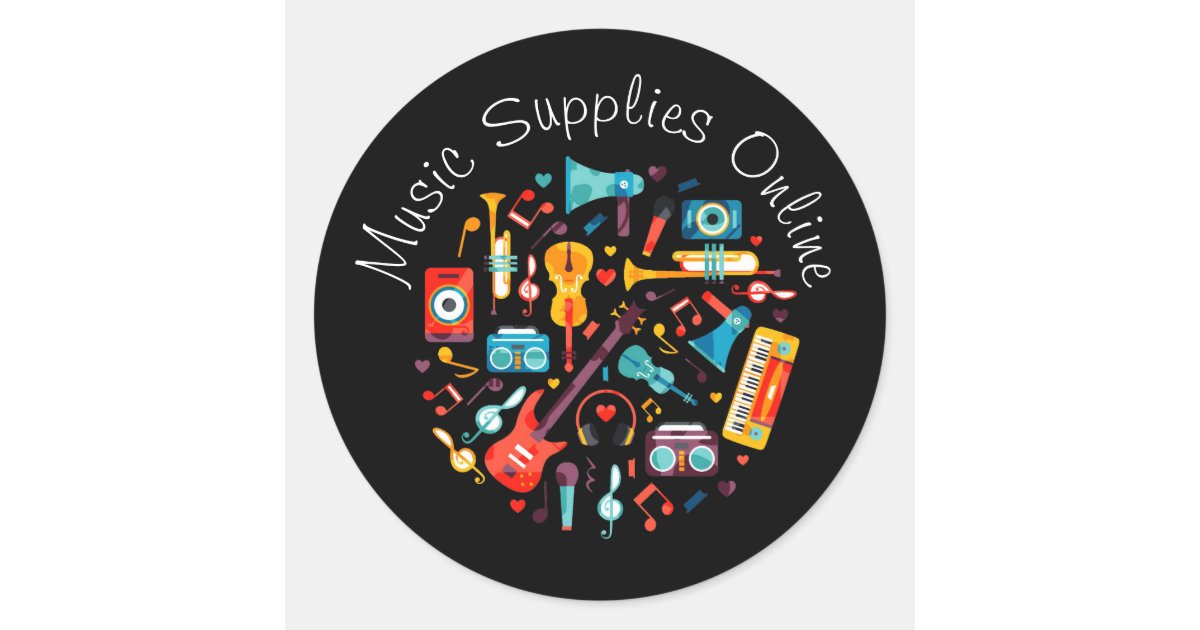 Music design Gift business branding Classic Round Sticker | Zazzle
