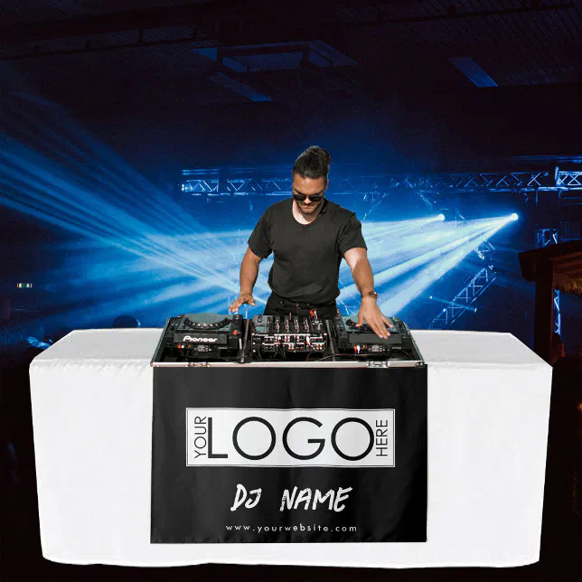 Music DJ Business Logo Modern Table Runner Banner Tapestry | Zazzle