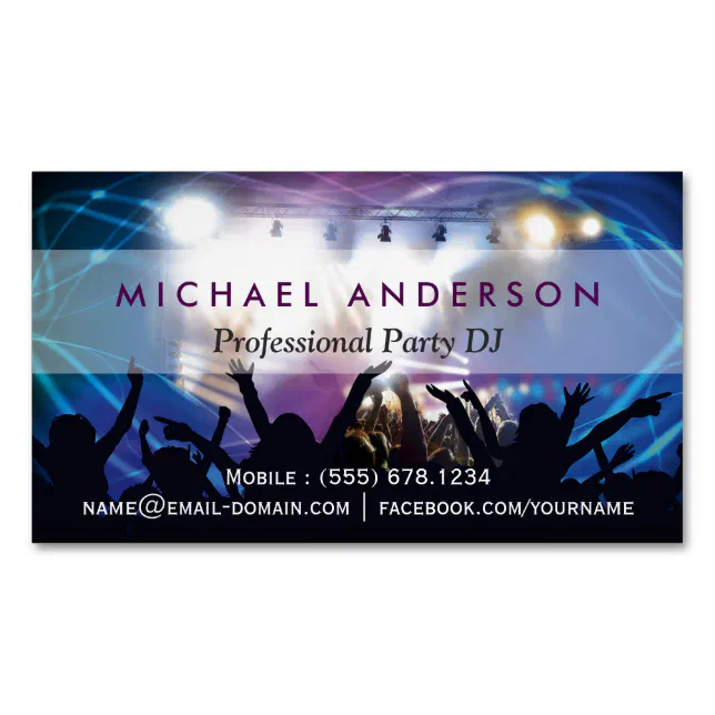 Music DJ Party Concert Planner - Modern Stylish Magnetic Business Card ...