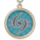 Music Double Bass Clef on Blue Fractal Necklace | Zazzle