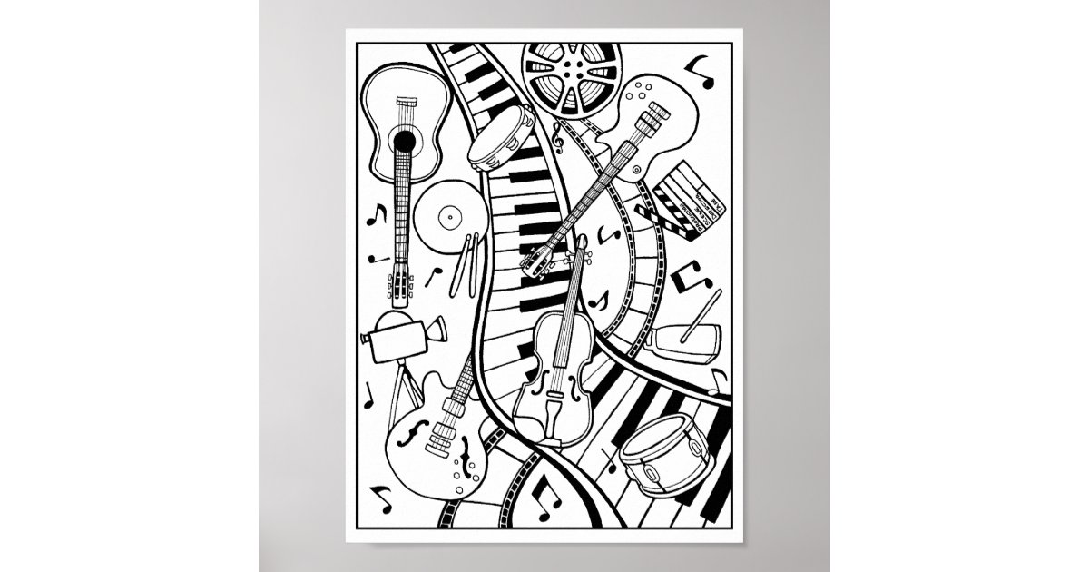 Music Festival Coloring Page Art Poster | Zazzle
