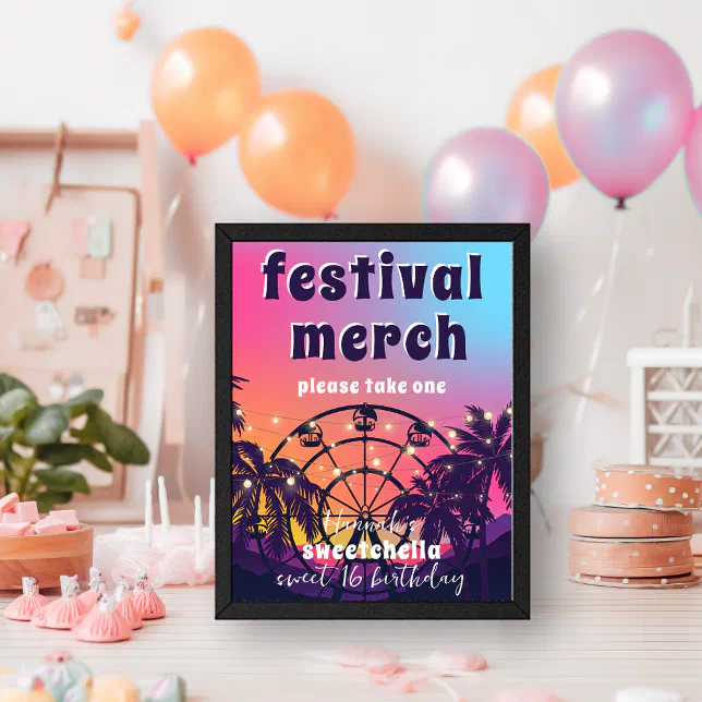 Music Festival | Sweet 16 Festival Merch Sign | Zazzle