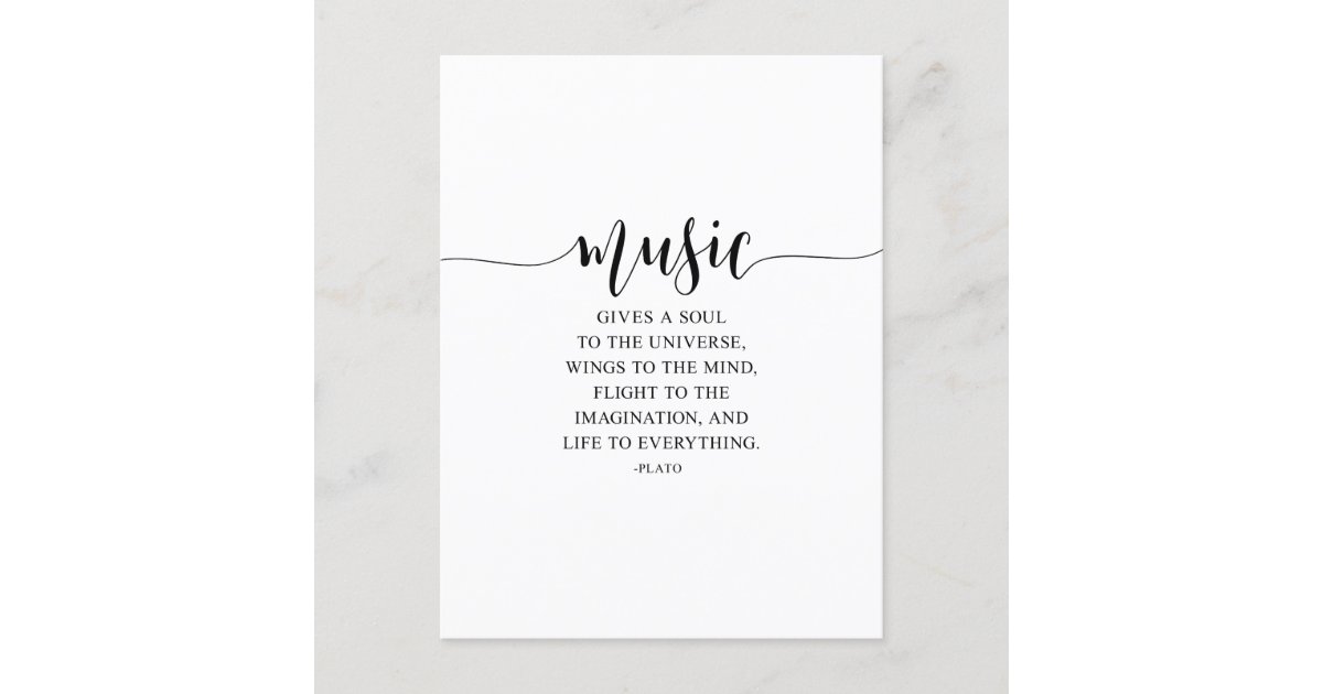 Music Gives A Soul To The Universe, Plato Quote Postcard | Zazzle