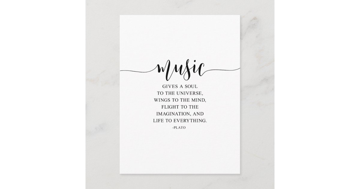 Music Gives A Soul To The Universe, Plato Quote Postcard | Zazzle